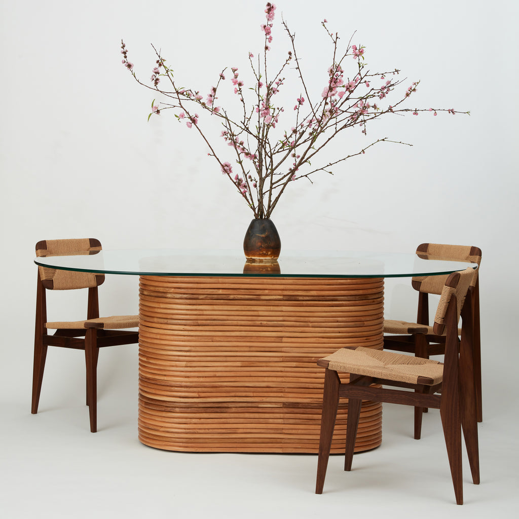 Laguna Oval Rattan Dining Table with Glass Top I Bodhi Living