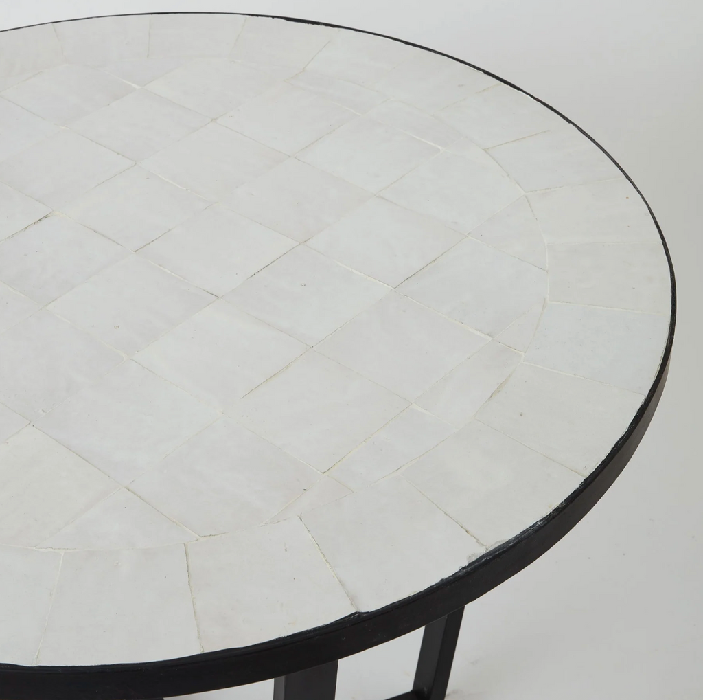 Moroccan Zellige Round Dining Table - Green & White | Bodhi Living
