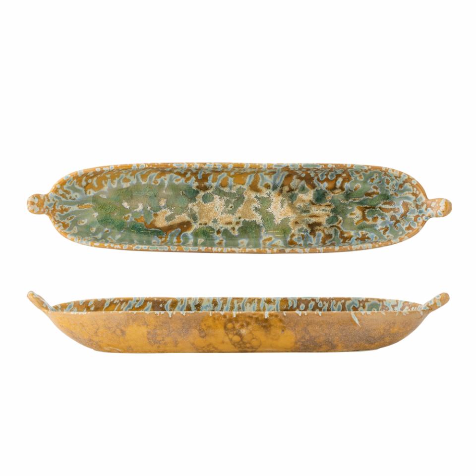 Milani Long Serving Plate, Green, Stoneware – Bodhi Living