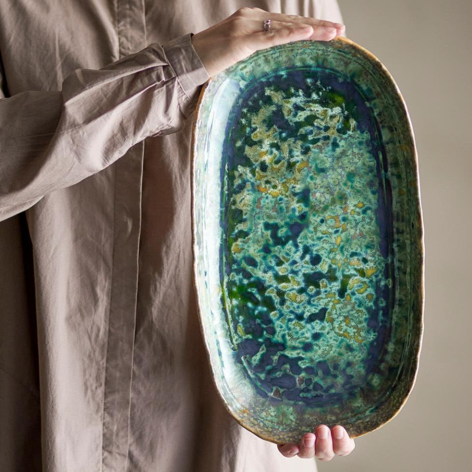 Milani Serving Plate, Green, Stoneware – Bodhi Living