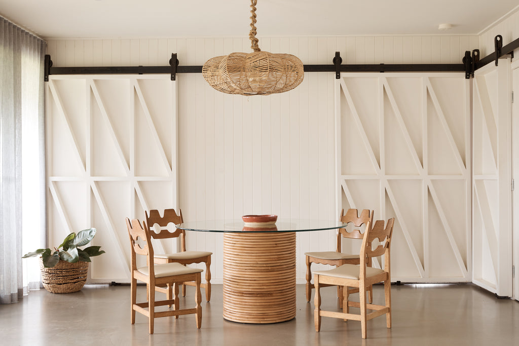 Palma Round Rattan Dining Table with Glass Top | Bodhi Living